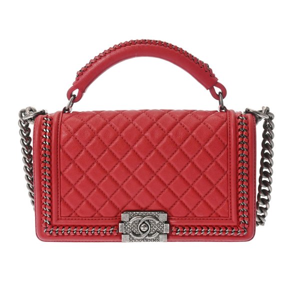 CHANEL | Bags | Chanel Boy Chanel Menwomen Handbag Blackred Colorwhite ...